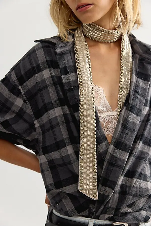 Free People Billie Embellished Skinny Scarf - Cloud