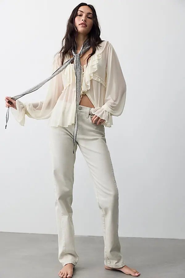 Free People We The Free Edie High-rise Tapered Jeans - Oyster Long