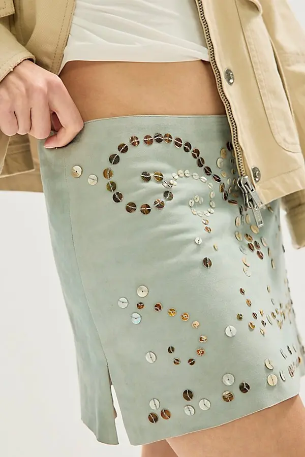 NIGEL PRESTON Grace Suede Mini Skirt With Sequin Embellishments