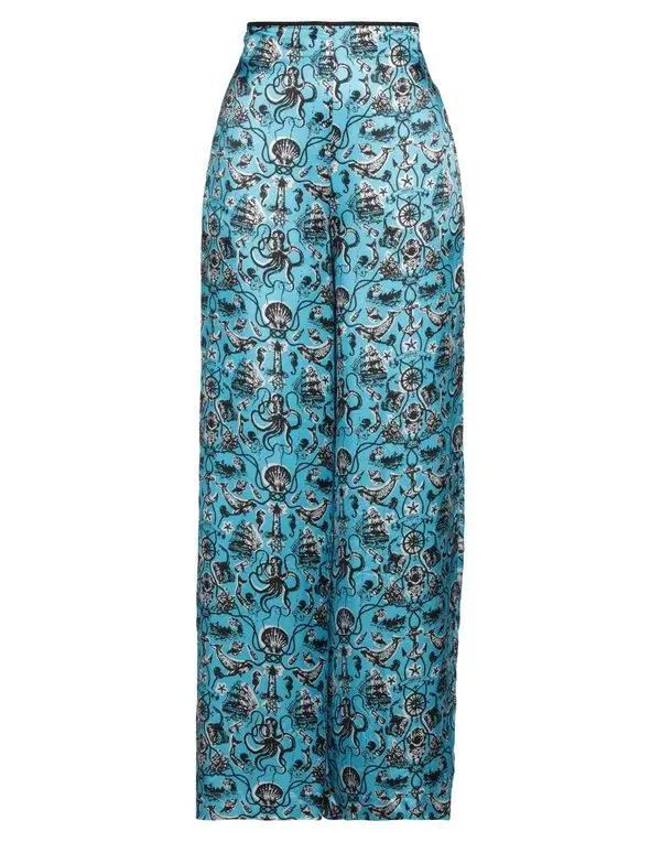 JUCCA Azure Viscose Wide Leg Pants With Nautical Print
