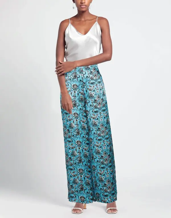JUCCA Azure Viscose Wide Leg Pants With Nautical Print