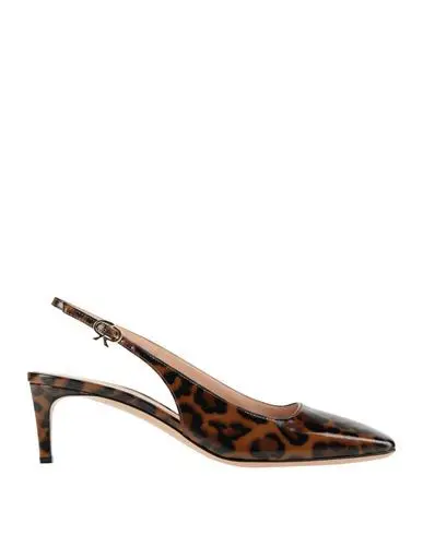 GIANVITO ROSSI Slingback Pumps In Glossed Leopard-print Leather - Brown
