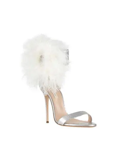 Casadei Leather And Shearling Sandals With Stiletto Heel