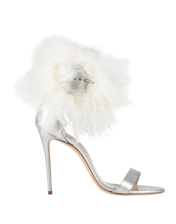 Casadei Leather And Shearling Sandals With Stiletto Heel
