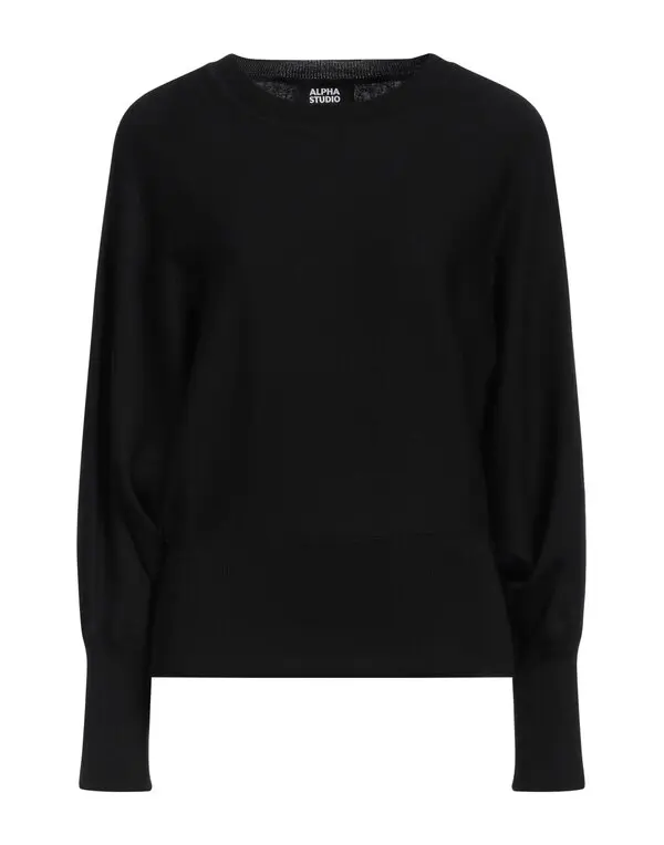 Alpha Studio Merino Wool Crewneck Sweater - Black