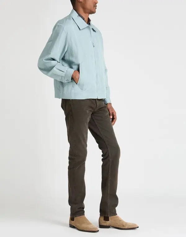 Sandro Sky Lyocell And Linen Harrington Jacket - Blue