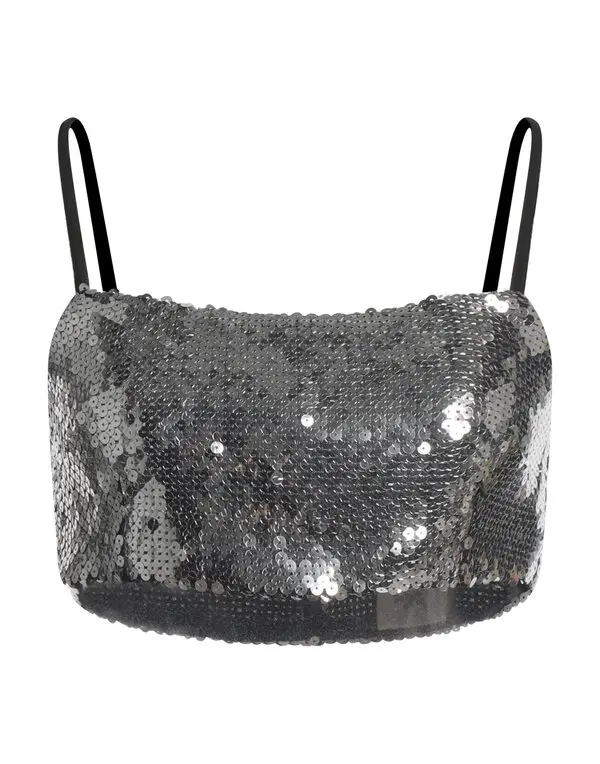 SEMICOUTURE Sequined Cropped Top With Square Neckline
