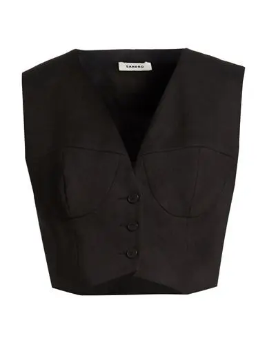 Sandro Tailored Vest In Linen, Cotton, And Elastane