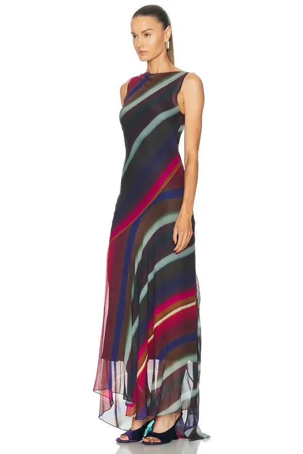 Christopher John Rogers Louie Stripe Cowl Back Bias Maxi Dress - Roux