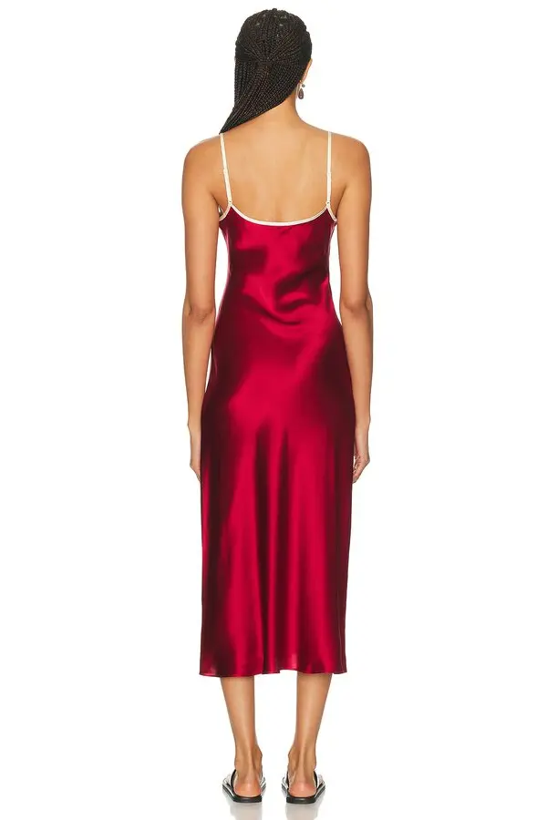 Comme Si Silk Bias Slip Dress - Deep Red