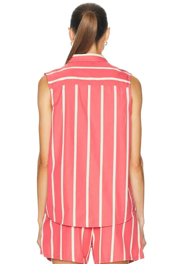 Donni. Sleeveless Striped Poplin Top
