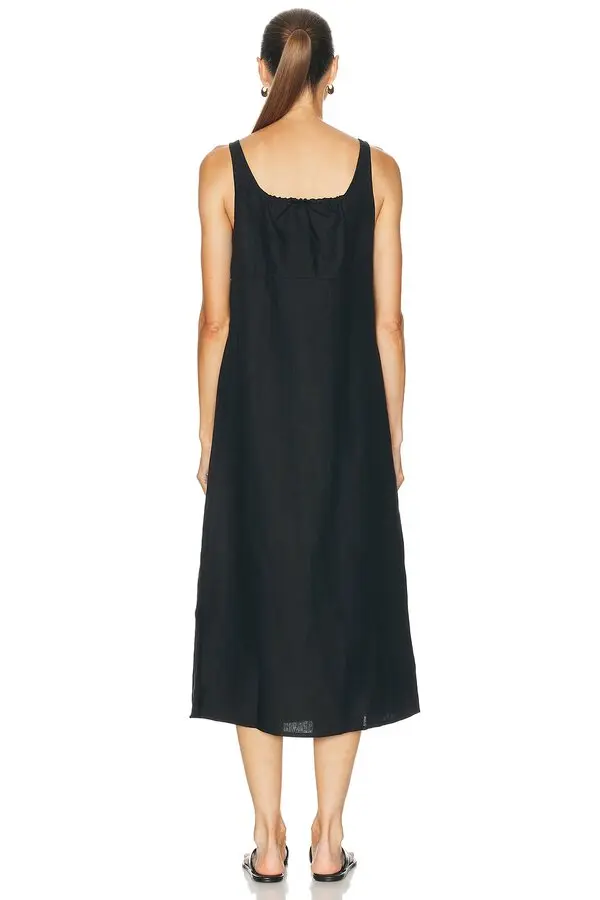 DEIJI STUDIOS Sleeveless Tie Detailed Linen Dress - Black