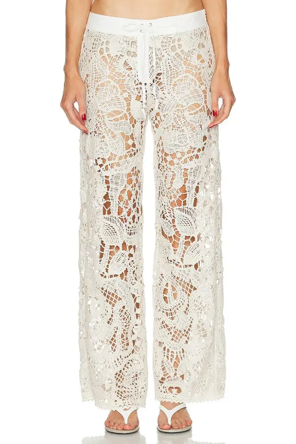 SIEDRES Leane Crochet Knit Lace-up Pant