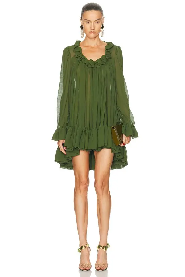 Saint Laurent Ruffled Chiffon Dress