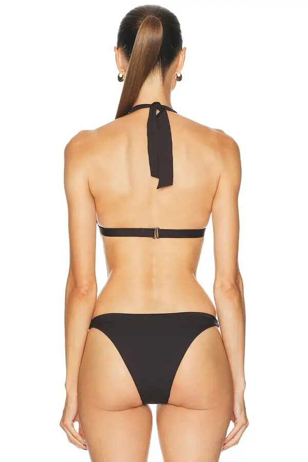Staud Irina Embellished Bikini Top - Espresso Studs