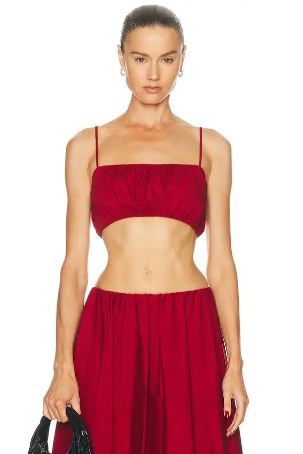 Staud Fiore Cropped Top With Adjustable Straps - Rouge
