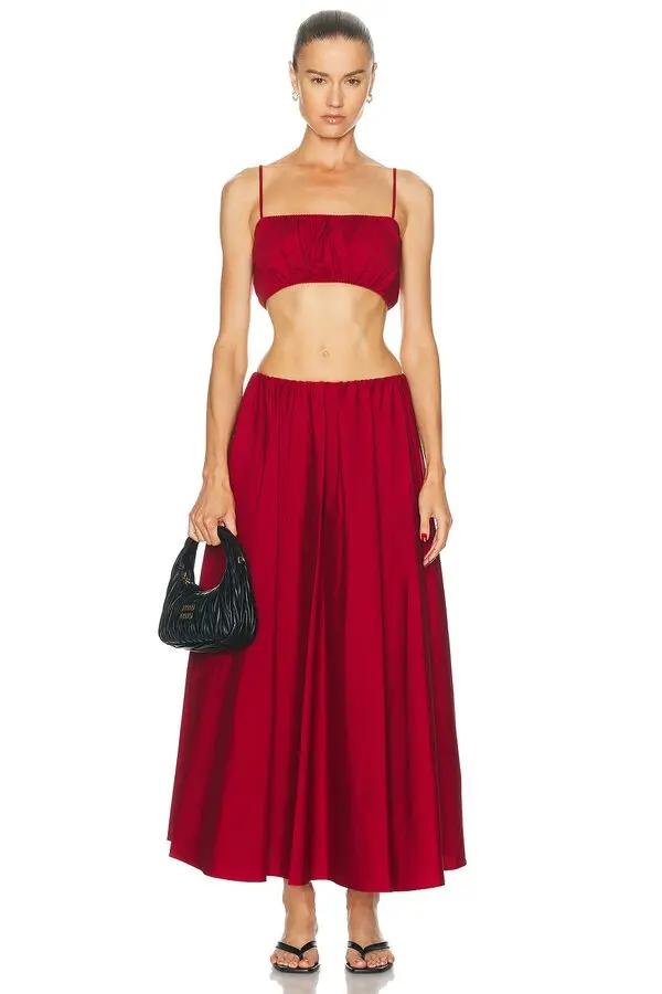 Staud Fiore Cropped Top With Adjustable Straps - Rouge