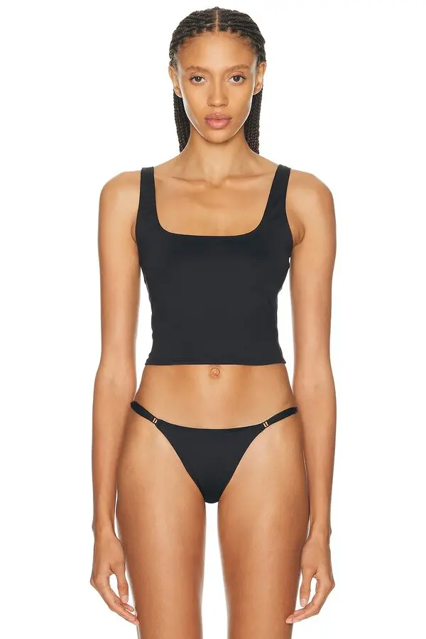 SKIMS Iconic Swim Tank Bikini Top - Obsidian