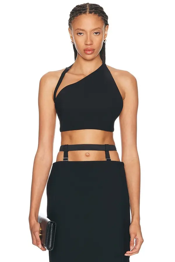 MUGLER One Shoulder Crop Top