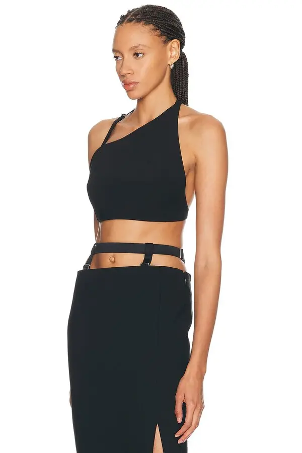 MUGLER One Shoulder Crop Top