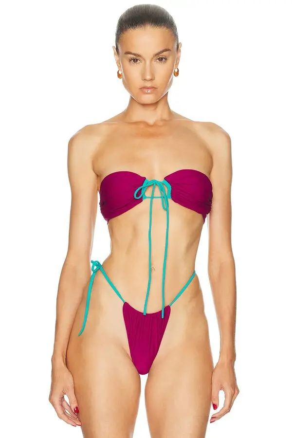 Heavy Manners Ruched Bandeau Bikini Top - Baci