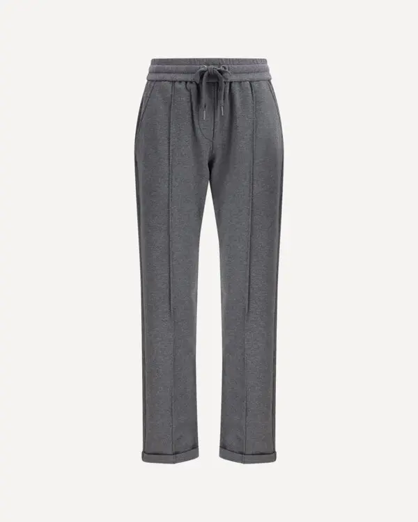 Brunello Cucinelli Track Stretch-fleece Pants With Monili Detailing - Grey