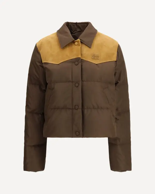 Miu Miu Logo Hooded Puffer Jacket