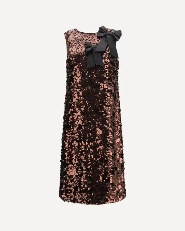 GANNI Sequined Midi Dress With Bows
