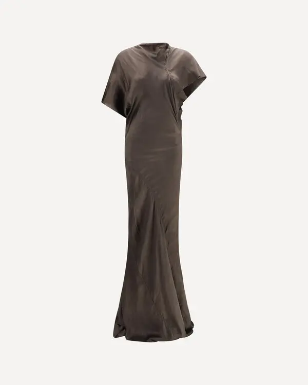 Rick Owens Seb Maxi Gown With Draped Neckline And Cut-out Detail - Brown