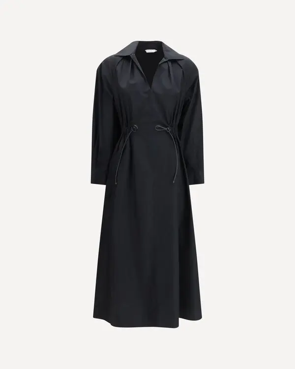 Max Mara Pedaggi Midi Dress In Cotton Poplin - Black