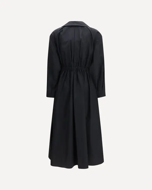 Max Mara Pedaggi Midi Dress In Cotton Poplin - Black