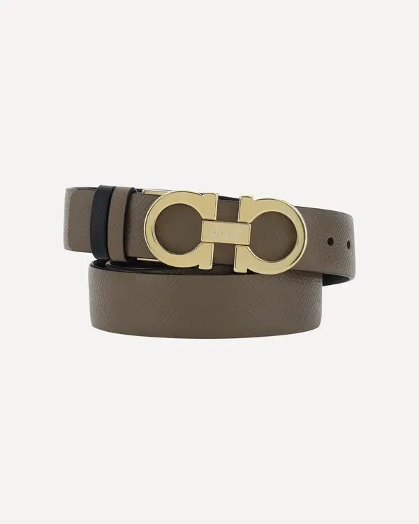 FERRAGAMO Reversible Leather Belt With Gancini Buckle