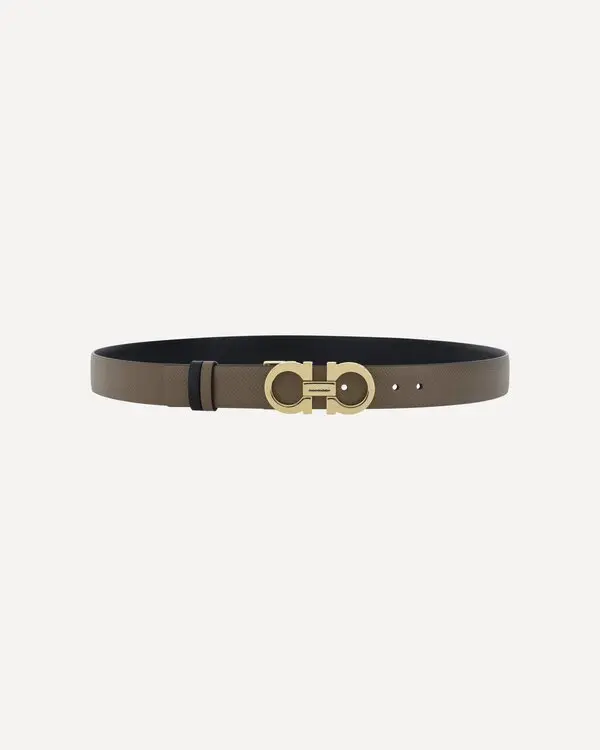 FERRAGAMO Reversible Leather Belt With Gancini Buckle