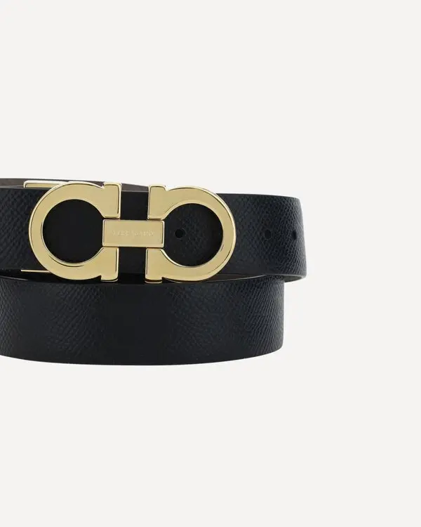 FERRAGAMO Reversible Leather Belt With Gancini Buckle