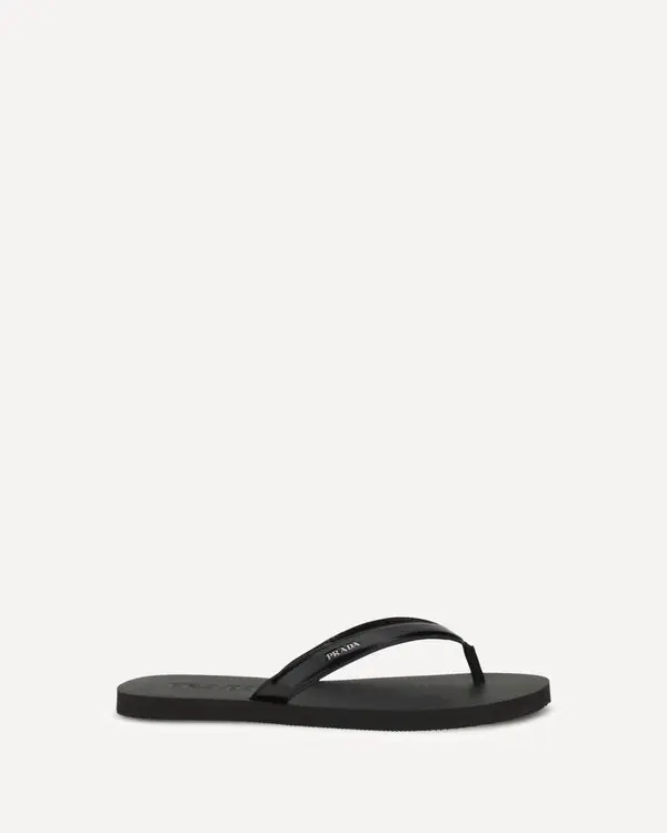 Prada Leather Thong Sandals - Black
