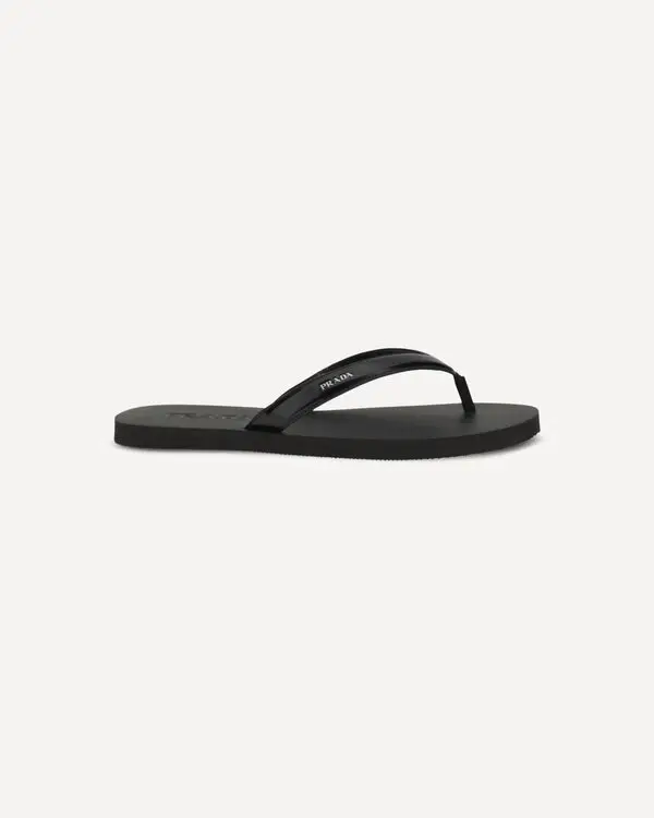 Prada Leather Thong Sandals - Black