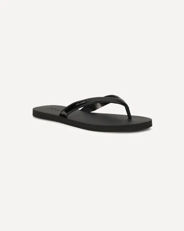 Prada Leather Thong Sandals - Black