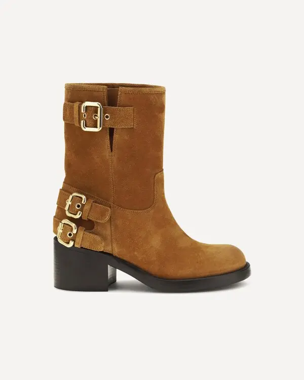 Chloé Dakota Buckled Suede Ankle Boots - Brown