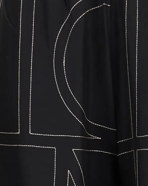 TOTEME Silk Monogram Wide Leg Pants - Black