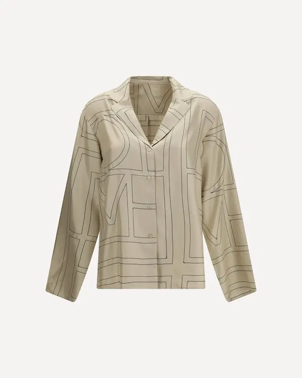 TOTEME Silk Shirt With All-over Monogram - Cream