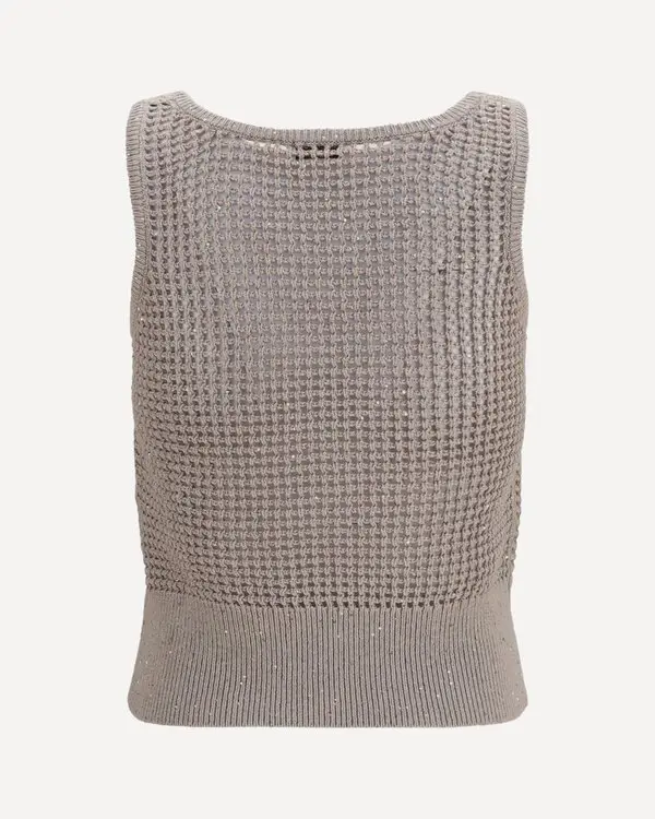 Brunello Cucinelli Perforated Sequin Tank Top
