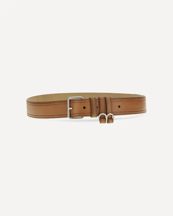 Miu Miu Leather Belt With Metal Buckle