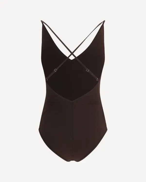 Brunello Cucinelli Shimmering Striped One-piece Swimsuit - Brown