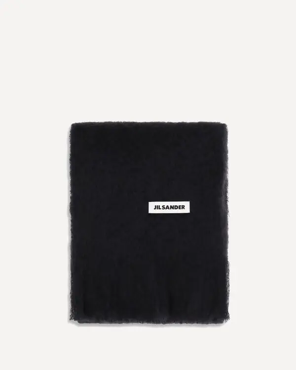 JIL SANDER Wool Scarf With Logo - Black