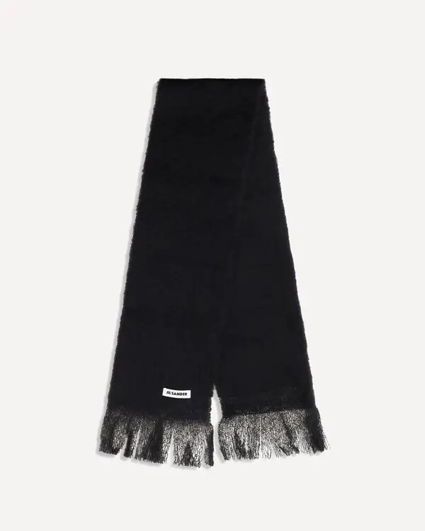JIL SANDER Wool Scarf With Logo - Black