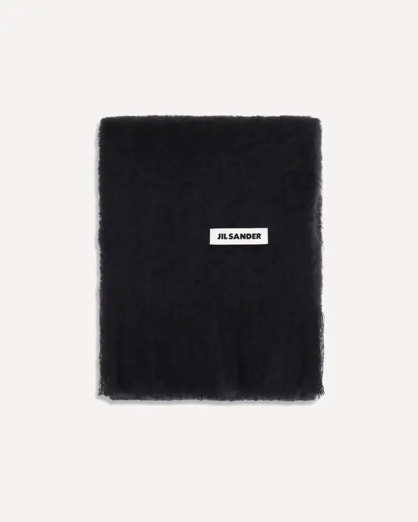 JIL SANDER Wool Scarf With Logo - Black