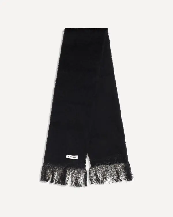 JIL SANDER Wool Scarf With Logo - Black
