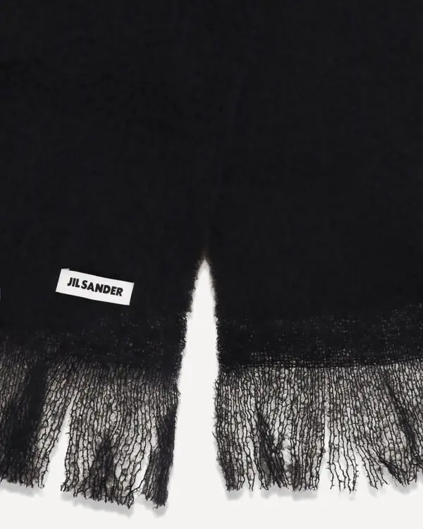 JIL SANDER Wool Scarf With Logo - Black
