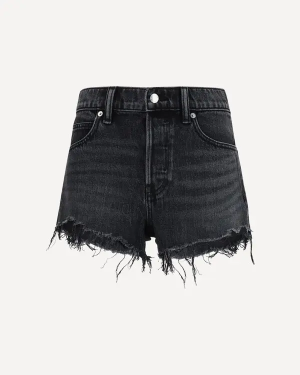 Alexander Wang Crystal Logo Denim Shorts - Black