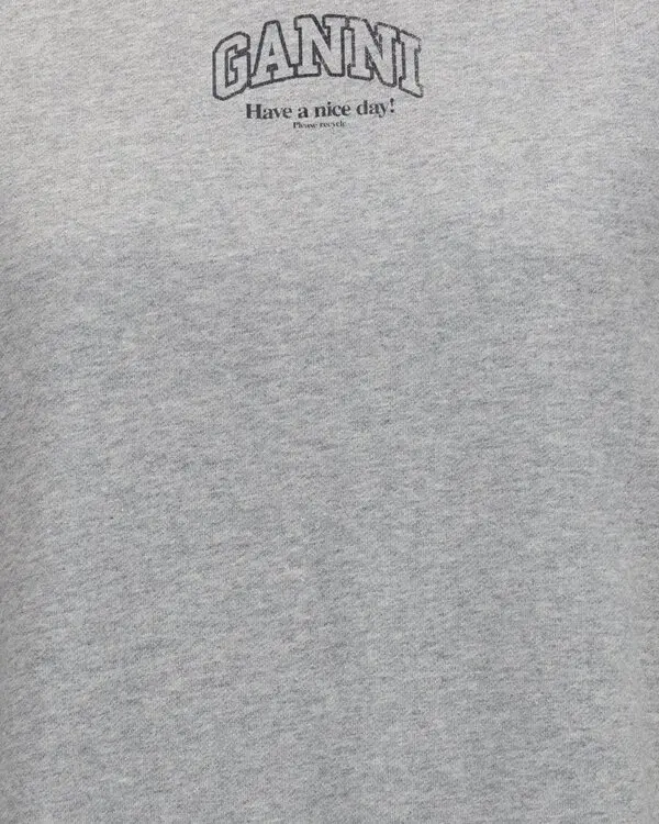GANNI Crewneck Sweatshirt With Logo - Grey